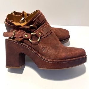 Born | Shoes | Born Hudson Suede Square Toe Slingback Platform Clogs ...